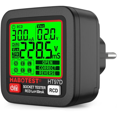 Tester Prese con Test RCD, Tester Circuiti Elettrici, Rilevatore ...
