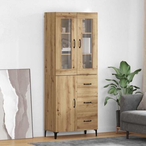 Haut Armoire Montage mural Chêne artisanal 69,5 x 34 x 180 cm, Marron ...