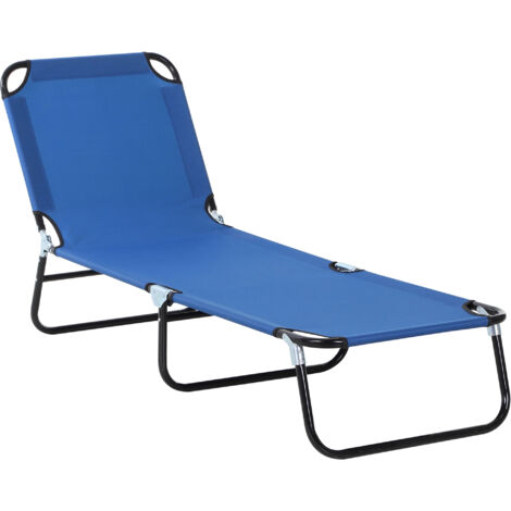 Transat En Acier Réglable, Idéale Pour Jardin Et Balcon, Bleu, 188x56x28cm