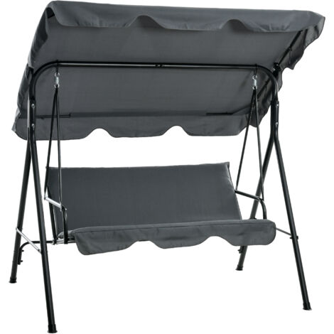 Balancelle 3 Places En Acier Avec Coussin Et Toit Réglable, 240 Kg Max ...