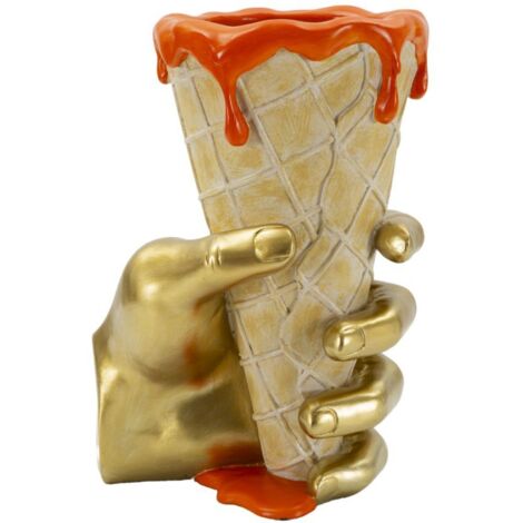 Pot à fleurs cne main dorée Orange Glaze 18 x 16 x 26 cm