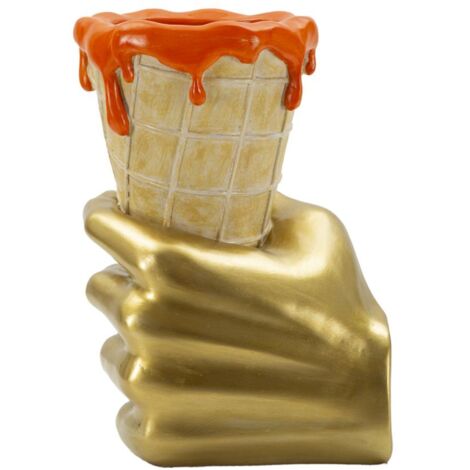 Pot à fleurs cne main dorée Orange Glaze 18 x 16 x 26 cm