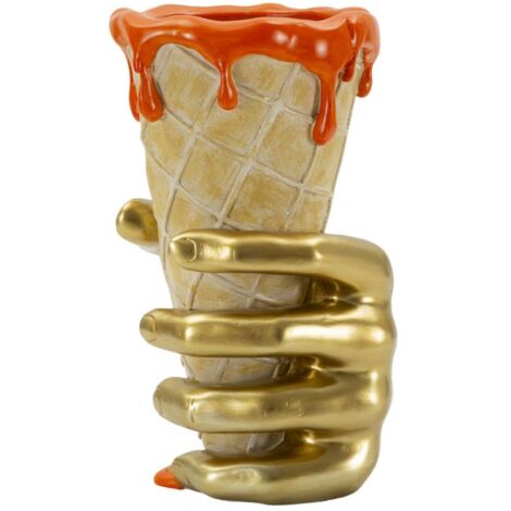 Pot à fleurs cne main dorée Orange Glaze 18 x 16 x 26 cm