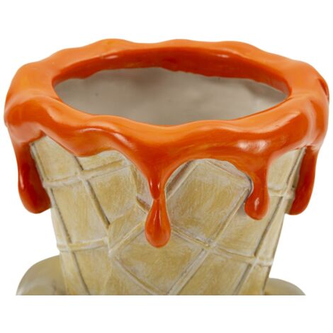 Pot à fleurs cne main dorée Orange Glaze 18 x 16 x 26 cm