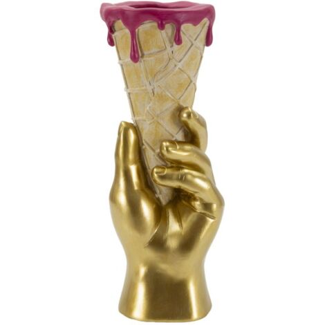 Pot à fleurs cne main dorée 12,5 x 11 x 31 cm