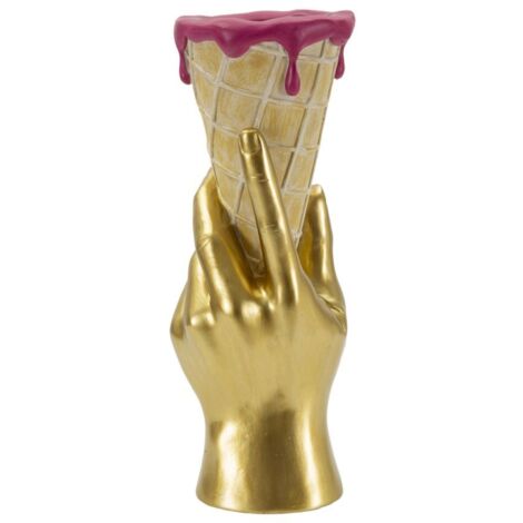 Pot à fleurs cne main dorée 12,5 x 11 x 31 cm