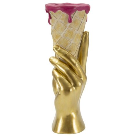 Pot à fleurs cne main dorée 12,5 x 11 x 31 cm