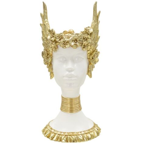 Buste Sculpture Athena Classique D¨cor Dor¨ 17,5x17x38 cm