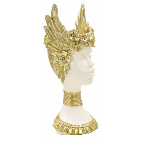 Buste Sculpture Athena Classique D¨cor Dor¨ 17,5x17x38 cm