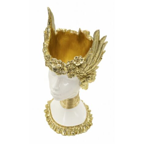 Buste Sculpture Athena Classique D¨cor Dor¨ 17,5x17x38 cm
