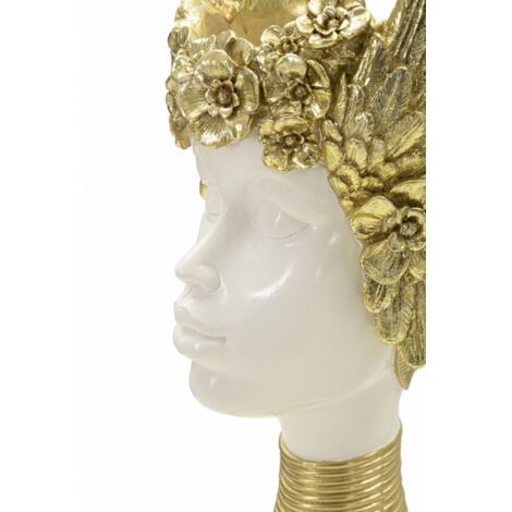 Buste Sculpture Athena Classique D¨cor Dor¨ 17,5x17x38 cm