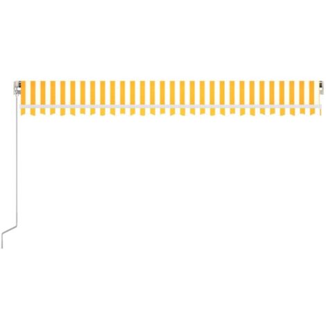 Auvent manuel rétractable 500x300 cm Jaune et blanc, Jaune, 3068938