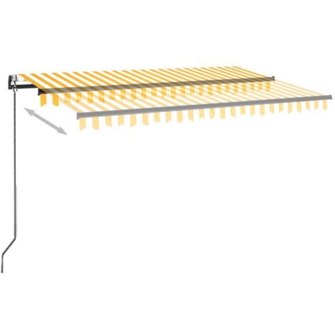 Auvent automatique capteur de vent/LED 450x300cm Jaune et blanc, Jaune ...