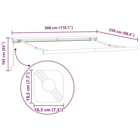 Auvent manuel rétractable bordeaux 300x250 cm, Rouge, 3215318