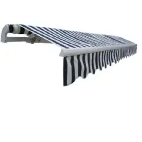 Auvent pliable motorisé 600 cm Bleu/blanc, Bleu, 276276