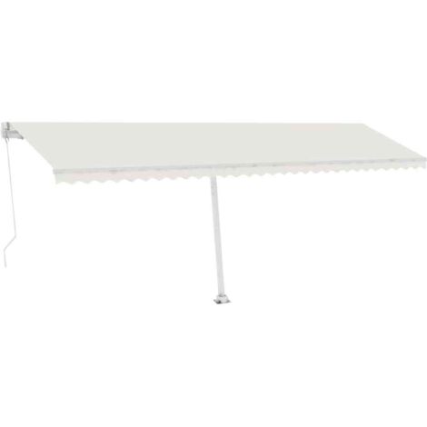 Auvent manuel rétractable avec LED 600x300 cm Crème, Crème, 3069602