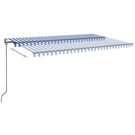Auvent rétractable automatique 500x350 cm Bleu et blanc, Bleu, 3069226