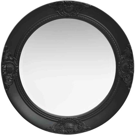 Miroir mural style baroque 50 cm noir, Noir, 320347