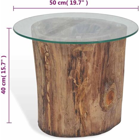 Table basse Teck Verre 50x40 cm, Brun, 245069