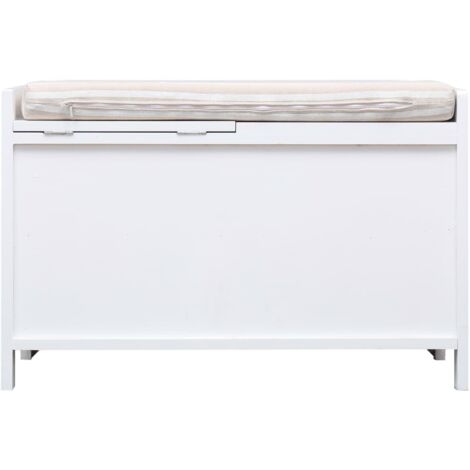 Banc d'entrée Blanc 70 x 33,5 x 45 cm Bois de Paulownia, Blanc, 284080