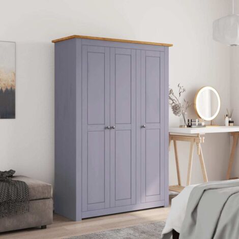 Garde-robe 3 portes Gris 118x50x171,5 cm Pin Assortiment Panama, Gris ...