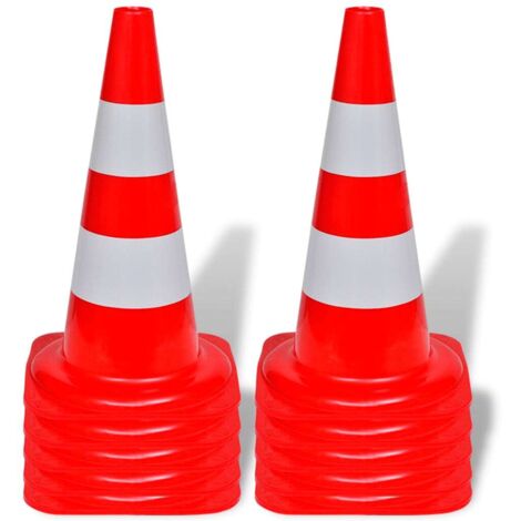 Cône de signalisation réfléchissant 10 pcs 50 cm Rouge et blanc, , 141818