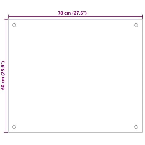 Dosseret de cuisine Transparent 70x60 cm Verre trempé, Transparent, 249468