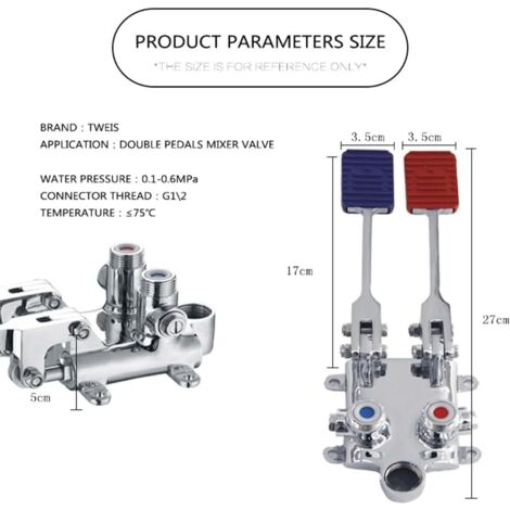 Foot mixer G1/2", foot pedal water valve for foot pedal tap, touchless ...