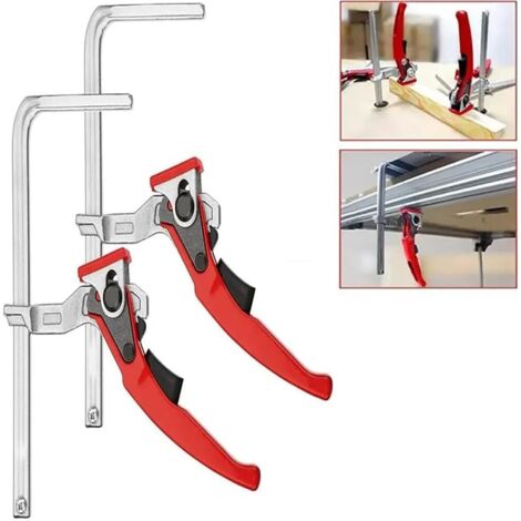 Lever clamp, table clamp, guide rail clamp, 2 pieces, all-steel with ...