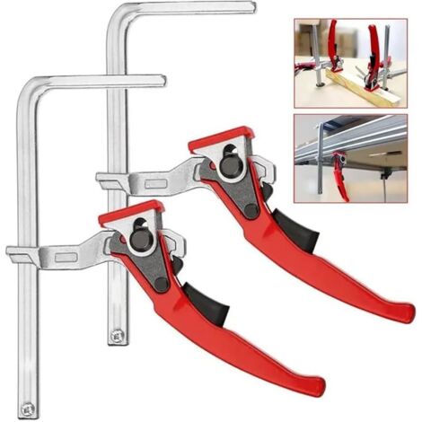 Lever clamp, table clamp, guide rail clamp, 2 pieces, all-steel with ...