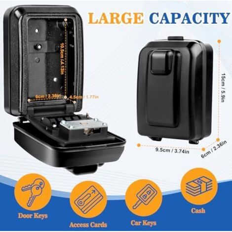 Secure Outdoor Key Box, Large Waterproof and Rustproof Secure Key Box ...