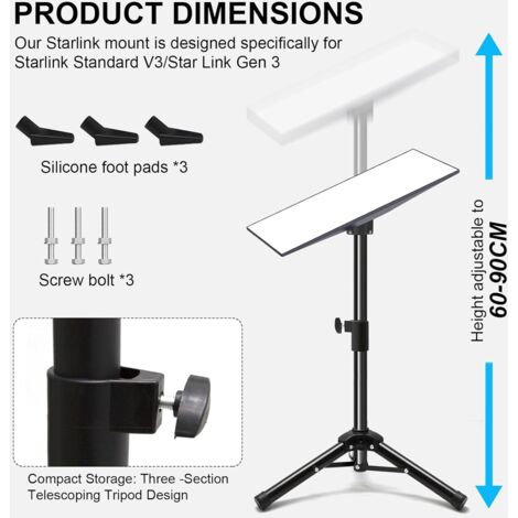 Portable Gen 3 tripod, compatible with the Starlink Gen 3 mounting kit, foldable metal tripod ...