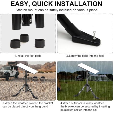 Portable Gen 3 tripod, compatible with the Starlink Gen 3 mounting kit, foldable metal tripod ...