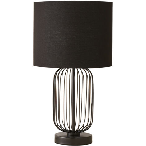 Gabbia Black Wire Cage Metal Bedside Dimmer Touch Table Lamp with ...