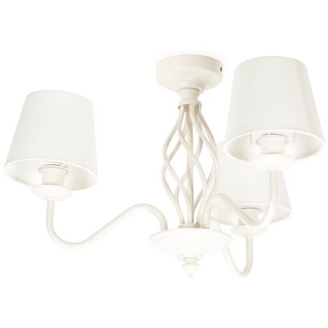 Traditional Ceiling Light Fitting 3 Way Lamp Pendant - Cream - No Bulbs
