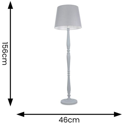 Victoria Painted White Floor Lamp with Large Grey Tapered Shade