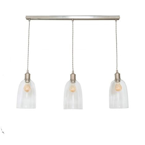 Kira Glass Cloche Dome 3 Drop Bar Diner Ceiling Pendant Light with LED ...