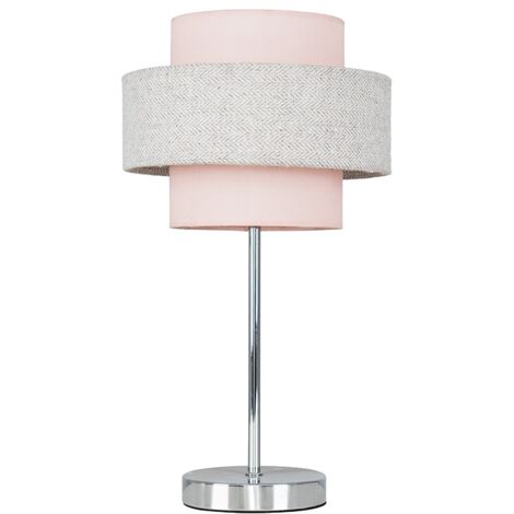 Touch Table Lamp Chrome Finish 4 Stage Dimmer 2 Tier Shades - Pink ...