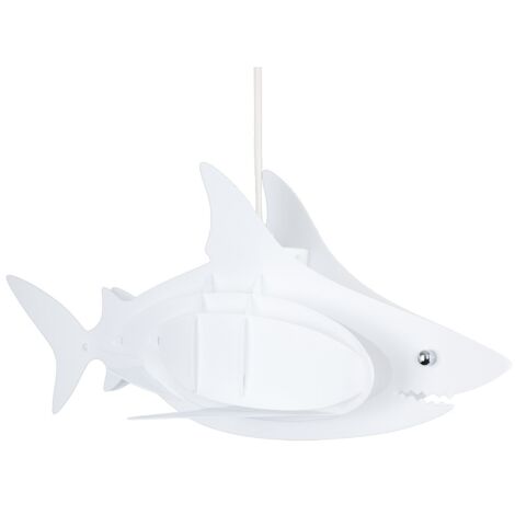 Shark White Ceiling Pendant Shade and B22 GLS LED 6W Warm White 3000K Bulb