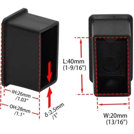 Lot de 16 Embouts rectangulaires en PVC - Flexibles pour Pieds de ...