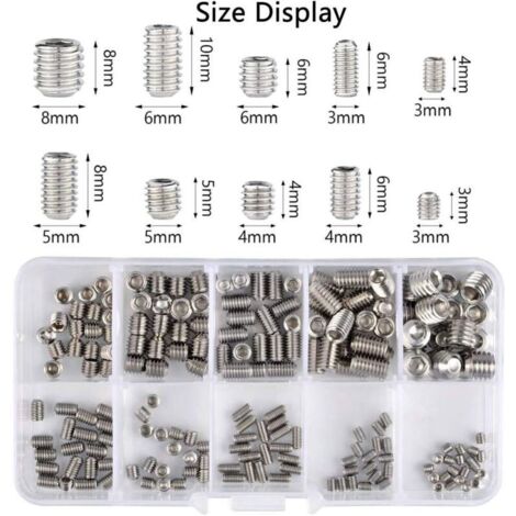 200Pcs Vis Allen Acier Inoxydable Vis Sans Vis de pression Tête ...