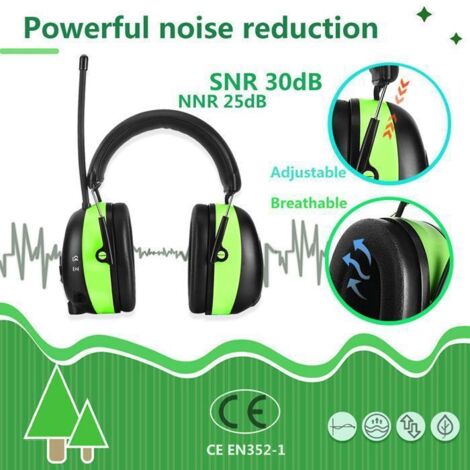 Casque de Protection Auditive – SNR 25–30 dB Arceau Réglable Coussinets ...