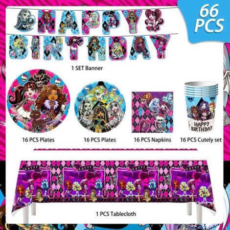 Monster High Birthday Decoration Kit Party Tableware Monster High Party ...