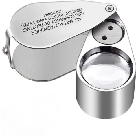 Lot de 40X loupes de bijoutier pliables avec éclairage LED pour ...