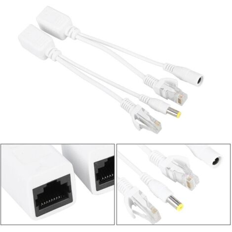 10 paires de caméras IP Poe RJ45 câble Ethernet adaptateur injecteur DC ...
