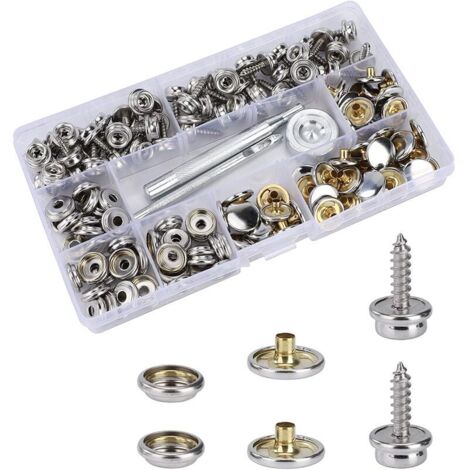 Lot de 50 boutons pression en acier inoxydable de qualité marine avec 2 ...