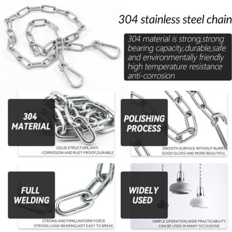 Chaine INOX,Chaîne de Chaise Suspendue,1mx3mm Chainette INOX avec 2 ...