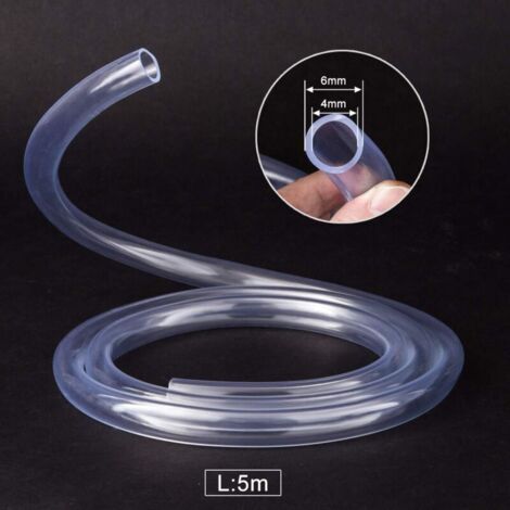 Tuyau PVC Souple Transparent 5 Mètres, 4 × 6mm Tube Flexible de Pression