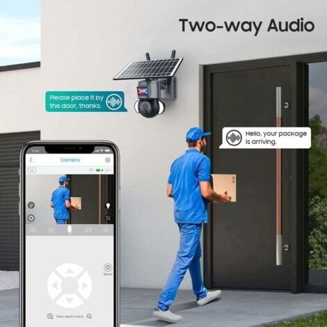 Camera Solaire Exterieur WiFi sans Fil 2K 4MP Smart Caméra PTZ 360 ...