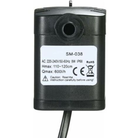 Pompe à Eau Submersible, 600L/H 8W Pompe Eau Aquarium Ultra-silencieux ...